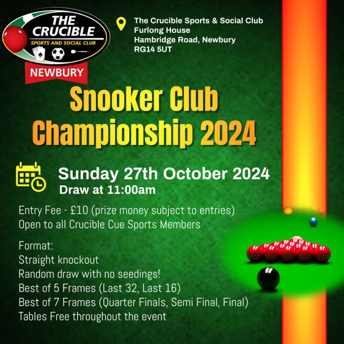 WPBSA SnookerScores - 2024 Crucible Newbury Snooker Club Championship ...