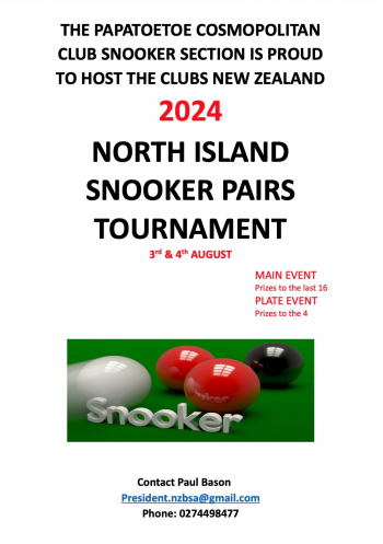 WPBSA SnookerScores - 2024 Clubs New Zealand - North Island Snooker Pairs