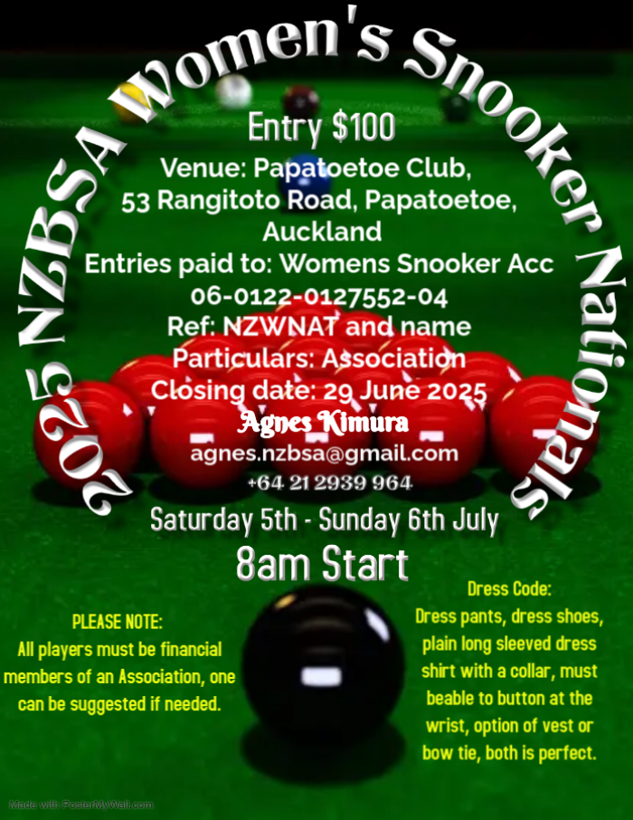 WPBSA SnookerScores - 2025 NZ National Women's Snooker Championship ...